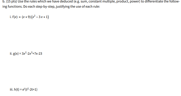 Solved Use the rules which we have deduced (e.g. ﻿sum, | Chegg.com