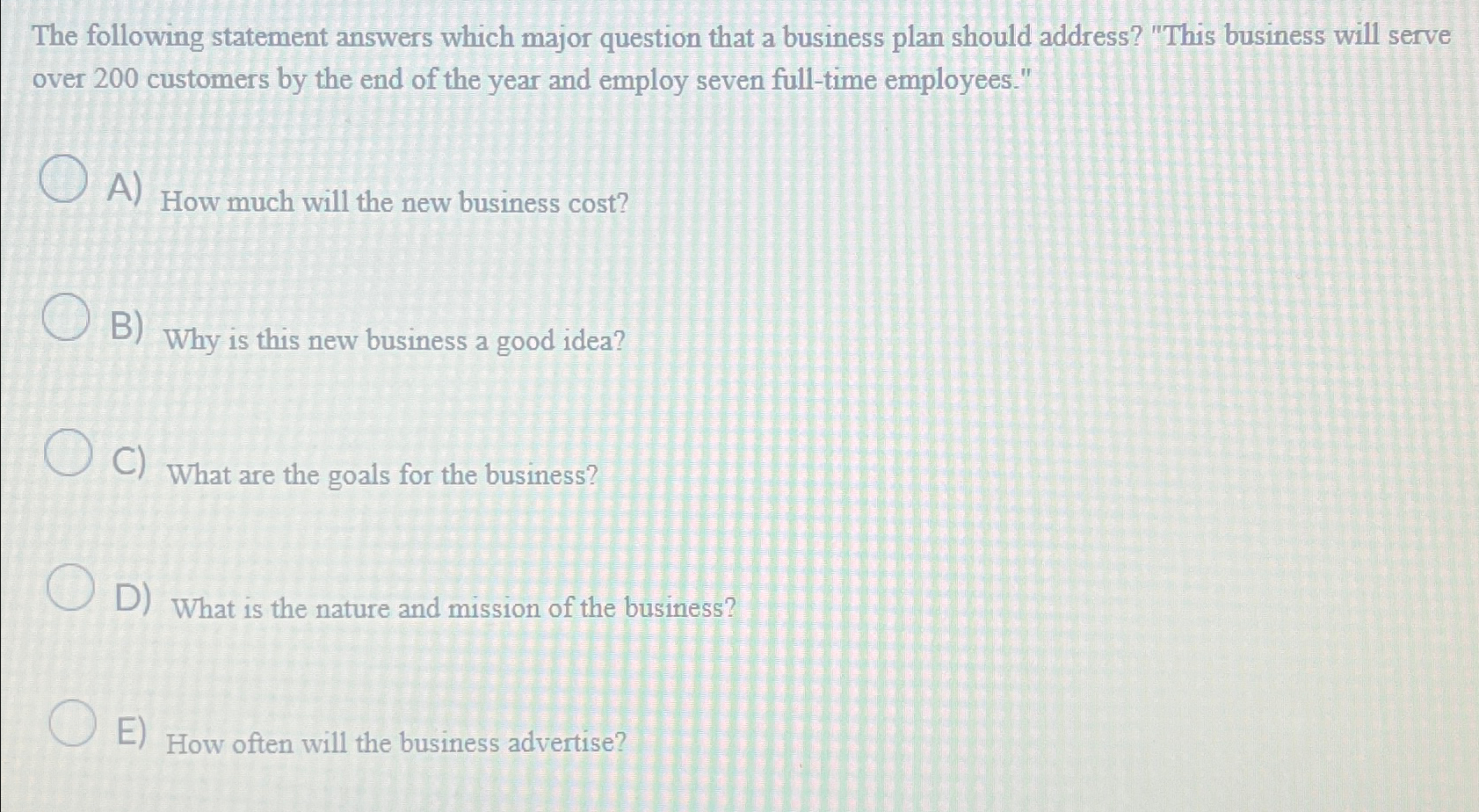 Solved The following statement answers which major question | Chegg.com