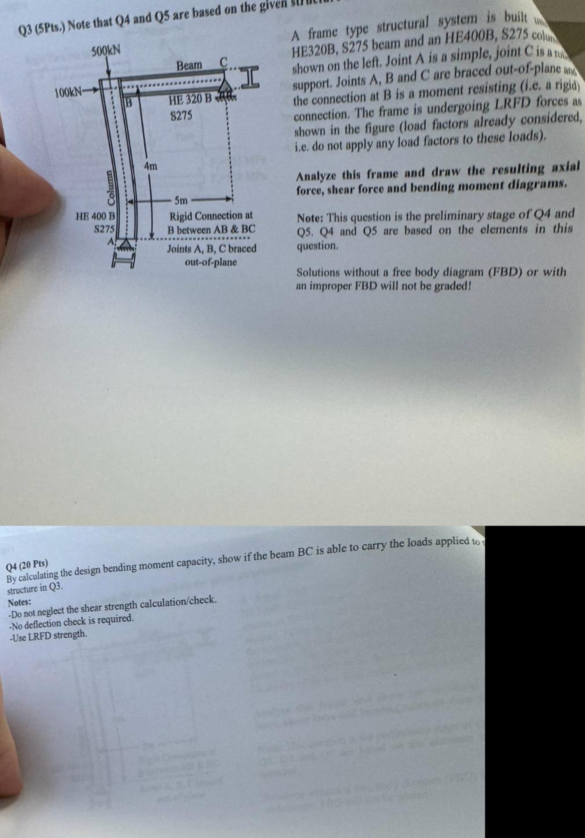 Solved Q4 (20 ﻿Pts)By calculating the design bending moment | Chegg.com