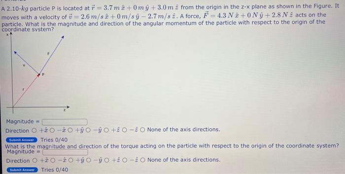 Solved A 2.10-kg particle P is located at | Chegg.com