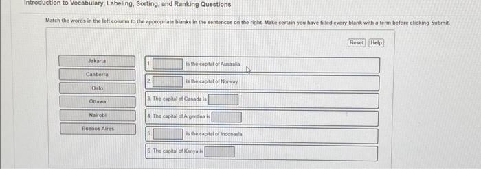 Solved Introduction to Vocabulary, Labeling, Sorting, and | Chegg.com