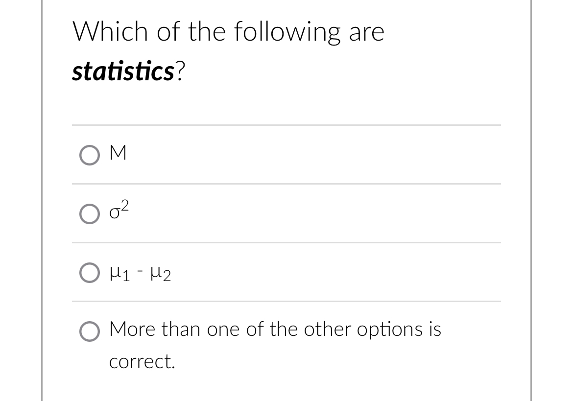 Solved Which of the following are statistics? q,More than | Chegg.com