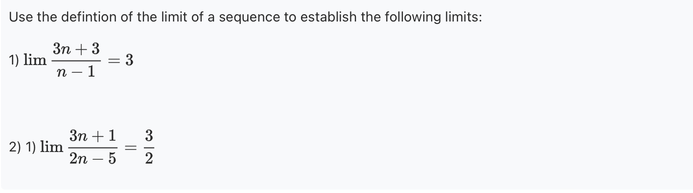 Solved Use the defintion of the limit of a sequence to | Chegg.com