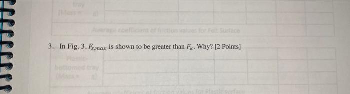 Solved 3. In Fig. 3, Fs,max is shown to be greater than Fk. | Chegg.com