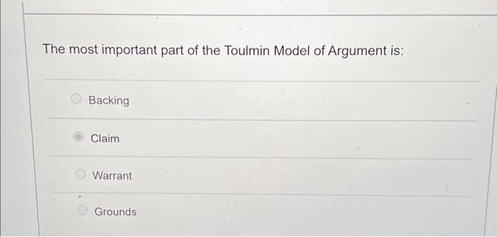 The most important part of the Toulmin Model of | Chegg.com