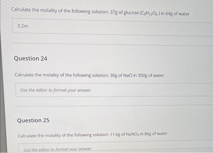 Solved Calculate the molality of the following solution: 37 | Chegg.com