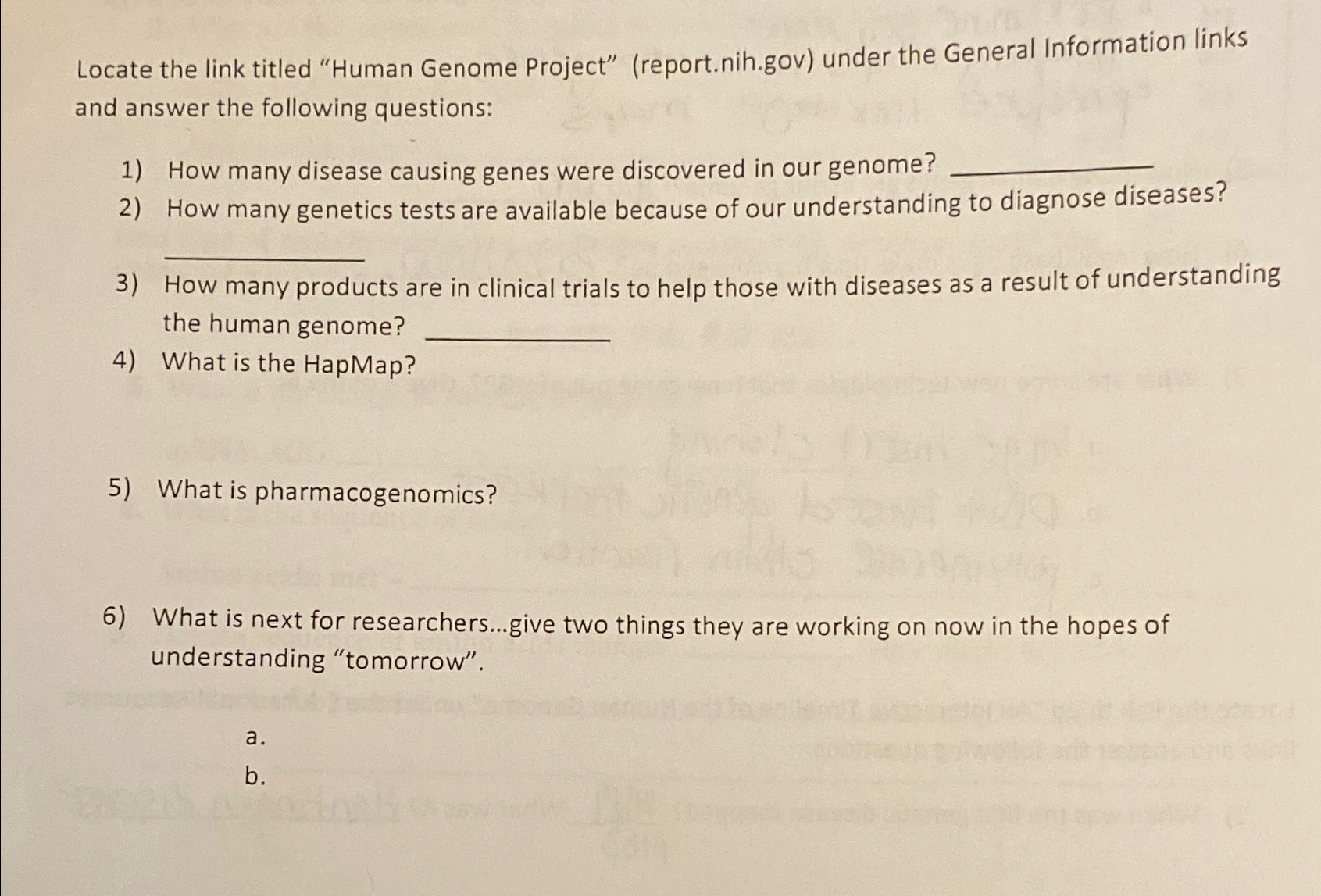 Solved Locate the link titled "Human Genome Project" | Chegg.com