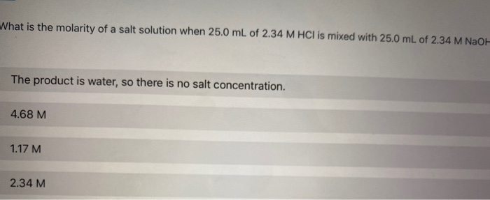 Solved what is the molarity of a salt soultion when 25.0 mL | Chegg.com