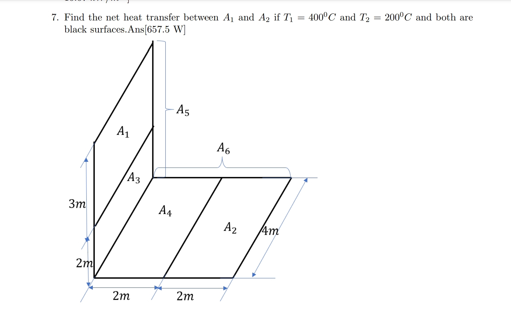 Solved Find the net heat transfer between A1 ﻿and A2 ﻿if | Chegg.com
