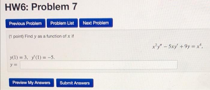 Solved HW6: Problem 7 Previous Problem Problem List Next | Chegg.com