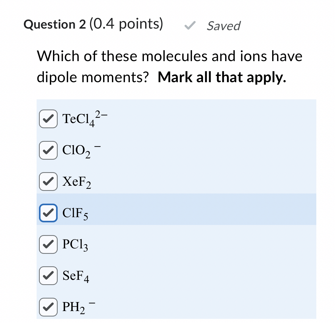 Solved Question 2 (0.4 ﻿points) ﻿SavedWhich of these | Chegg.com
