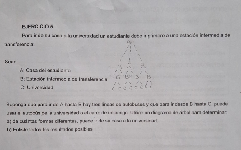 Solved EJERCICIO 5.Para ir de su casa a la universidad un | Chegg.com