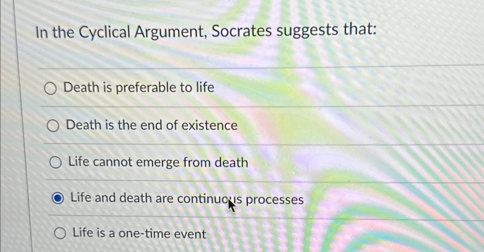 Solved In the Cyclical Argument, Socrates suggests | Chegg.com