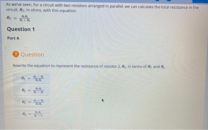 Solved As we've seen, for a circuit with two resistors | Chegg.com