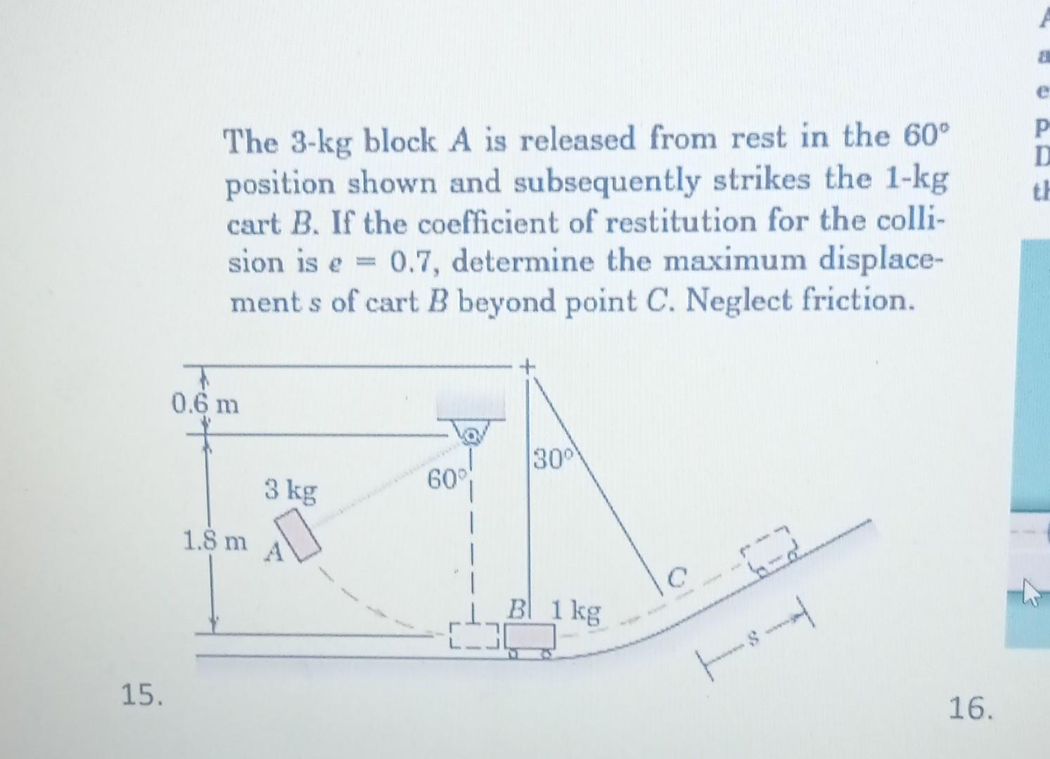 Solved The 3-kg block A is released from rest in the 60∘ | Chegg.com