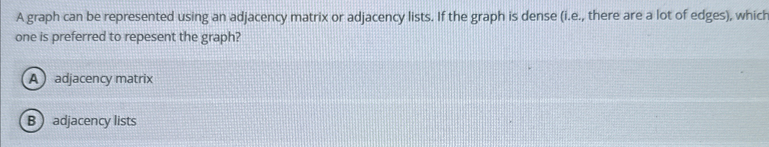 Solved A graph can be represented using an adjacency matrix | Chegg.com