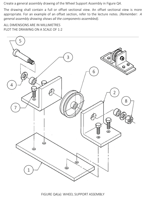 Create a general assembly drawing of the Wheel | Chegg.com