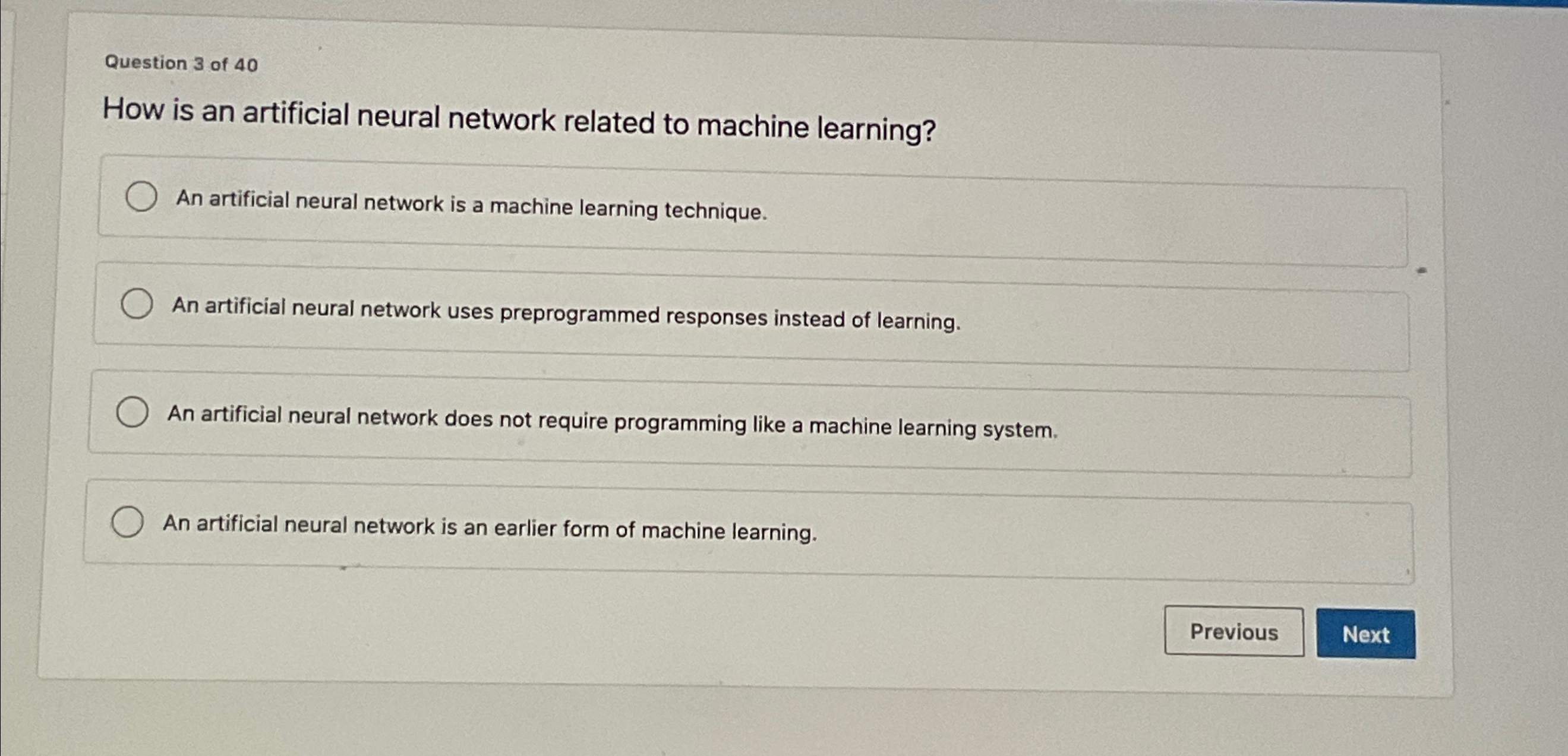 Solved Question 3 ﻿of 40How is an artificial neural network | Chegg.com
