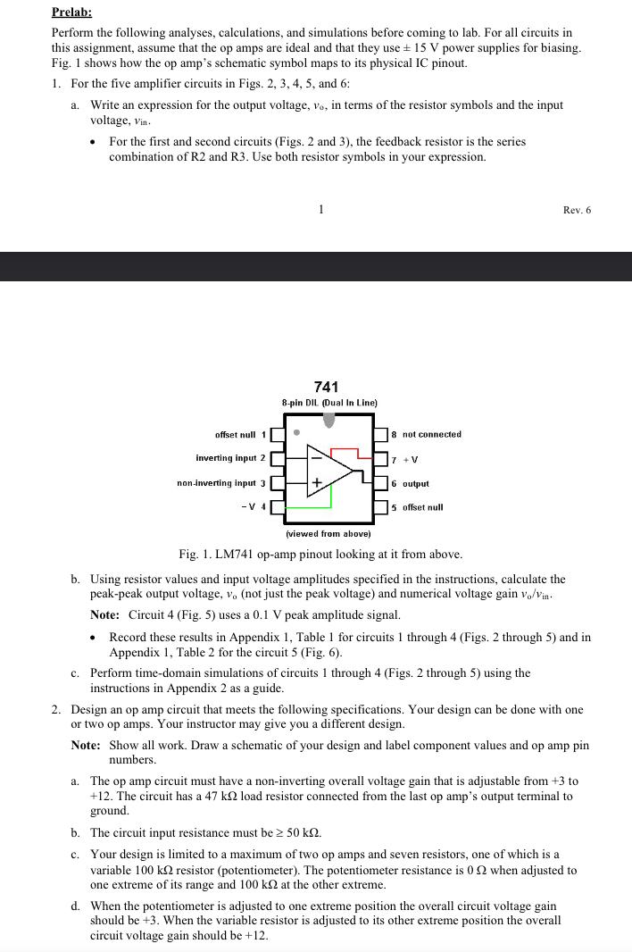 Prelab:Perform the following analyses, calculations, | Chegg.com