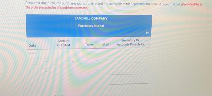 Solved Prepare a single-column purchases journal and record | Chegg.com