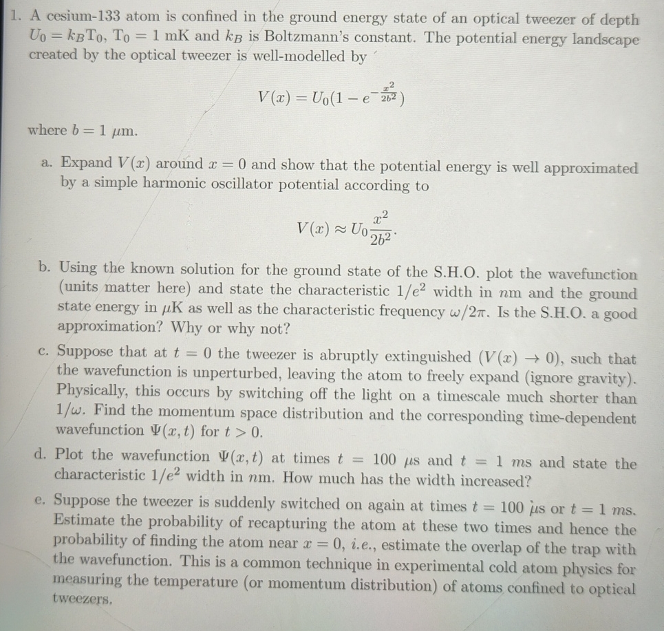 Solved A cesium-133 ﻿atom is confined in the ground energy | Chegg.com
