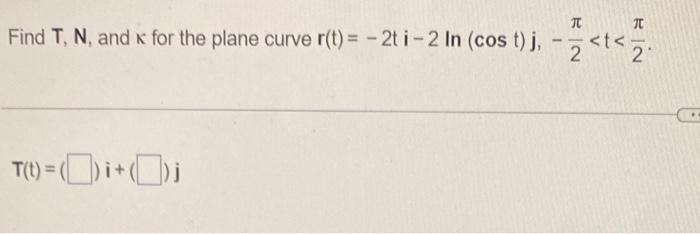 Solved Find T,N, and κ for the plane curve | Chegg.com