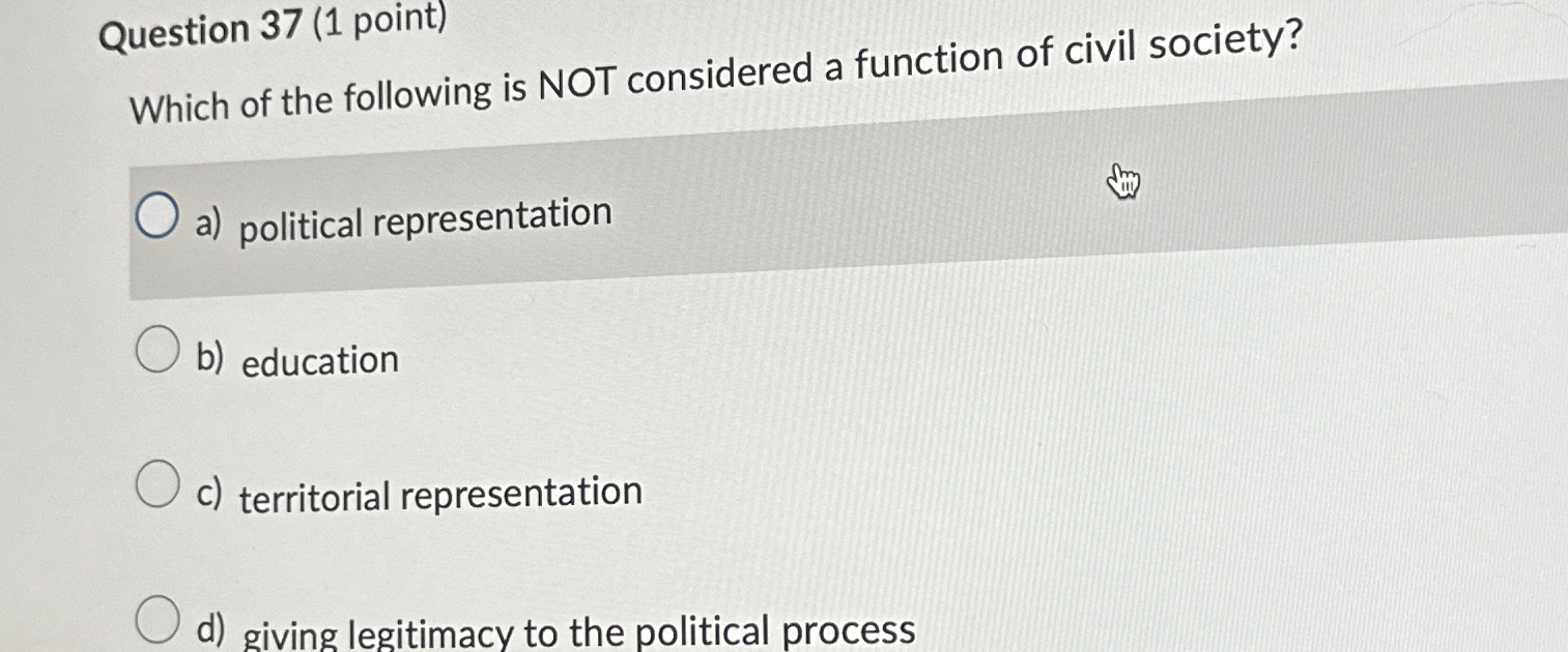 Solved Question 37 (1 ﻿point)Which of the following is NOT | Chegg.com