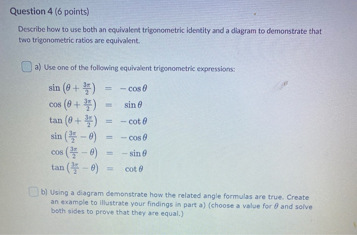 Solved Describe how to use both an equivalent trigonometric | Chegg.com