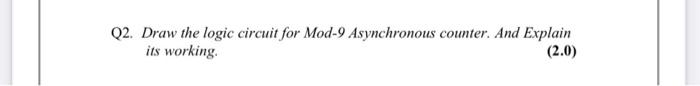 Solved Q2. Draw the logic circuit for Mod-9 Asynchronous | Chegg.com