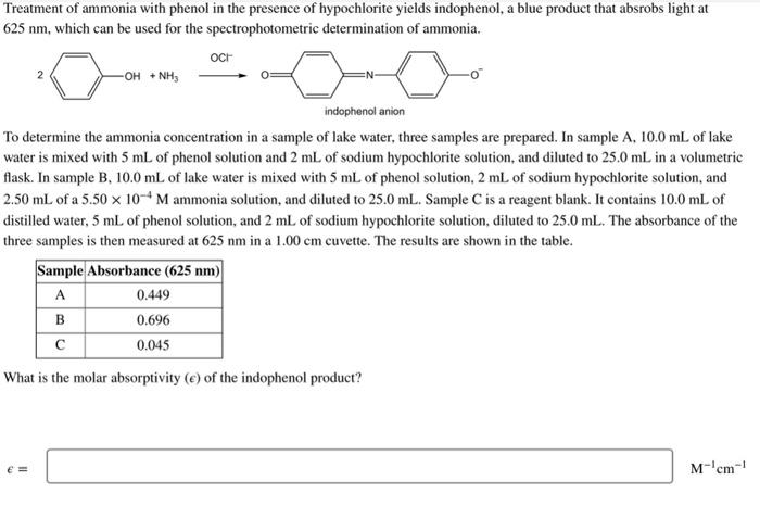 Solved Treatment of ammonia with phenol in the presence of | Chegg.com
