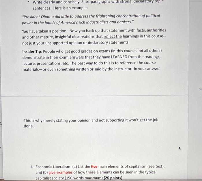 Solved - Write clearly and concisely. Start paragraphs with | Chegg.com