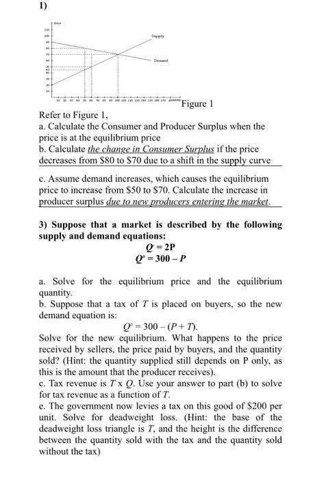 Solved Refer to Figure 1, a. Calculate the Consumer and | Chegg.com