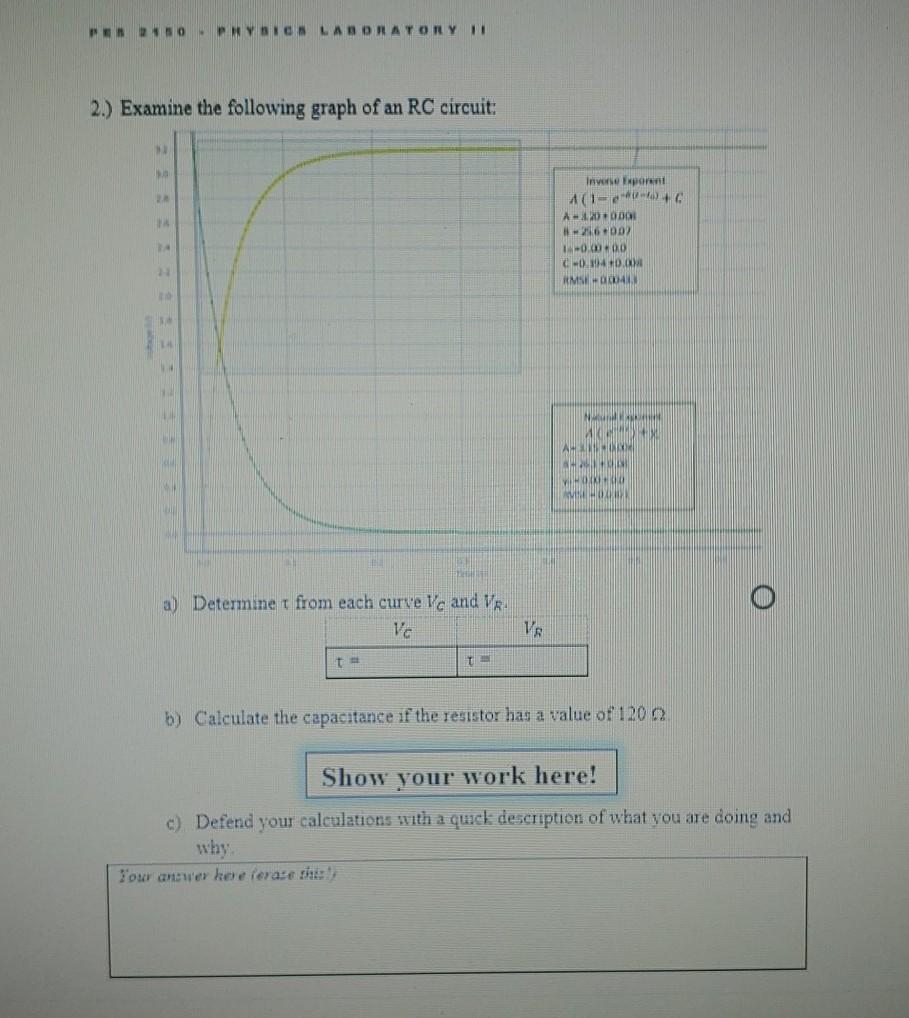 Solved 2.) Examine the following graph of an RC circuit 352 | Chegg.com