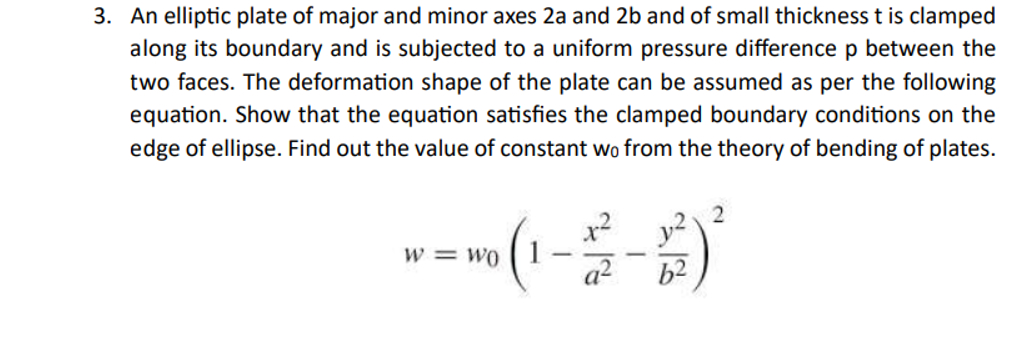 Solved An elliptic plate of major and minor axes 2a and 2b | Chegg.com