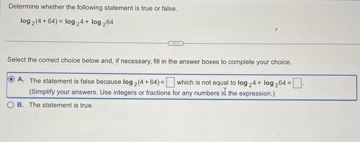 Solved Determine whether the following statement is true or | Chegg.com