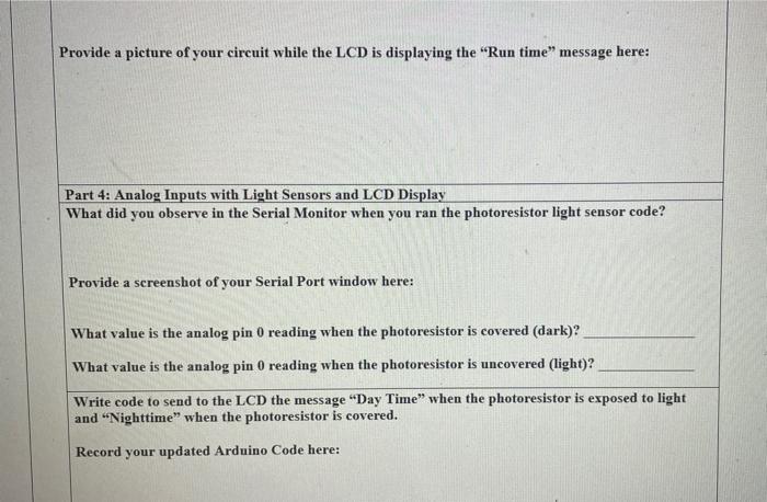 Part 3: Writing to the LCD Display What did you | Chegg.com