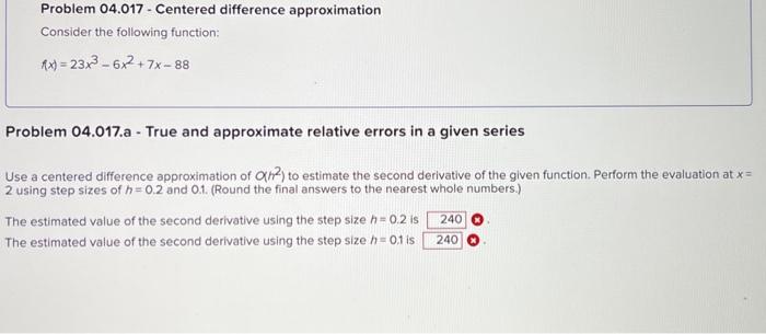 Solved Problem 04.017 - Centered difference approximation | Chegg.com