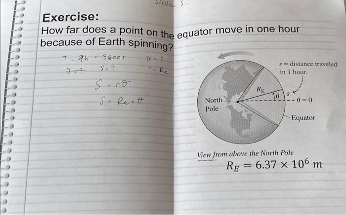 Solved Exercise: How far does a point on the equator move in | Chegg.com