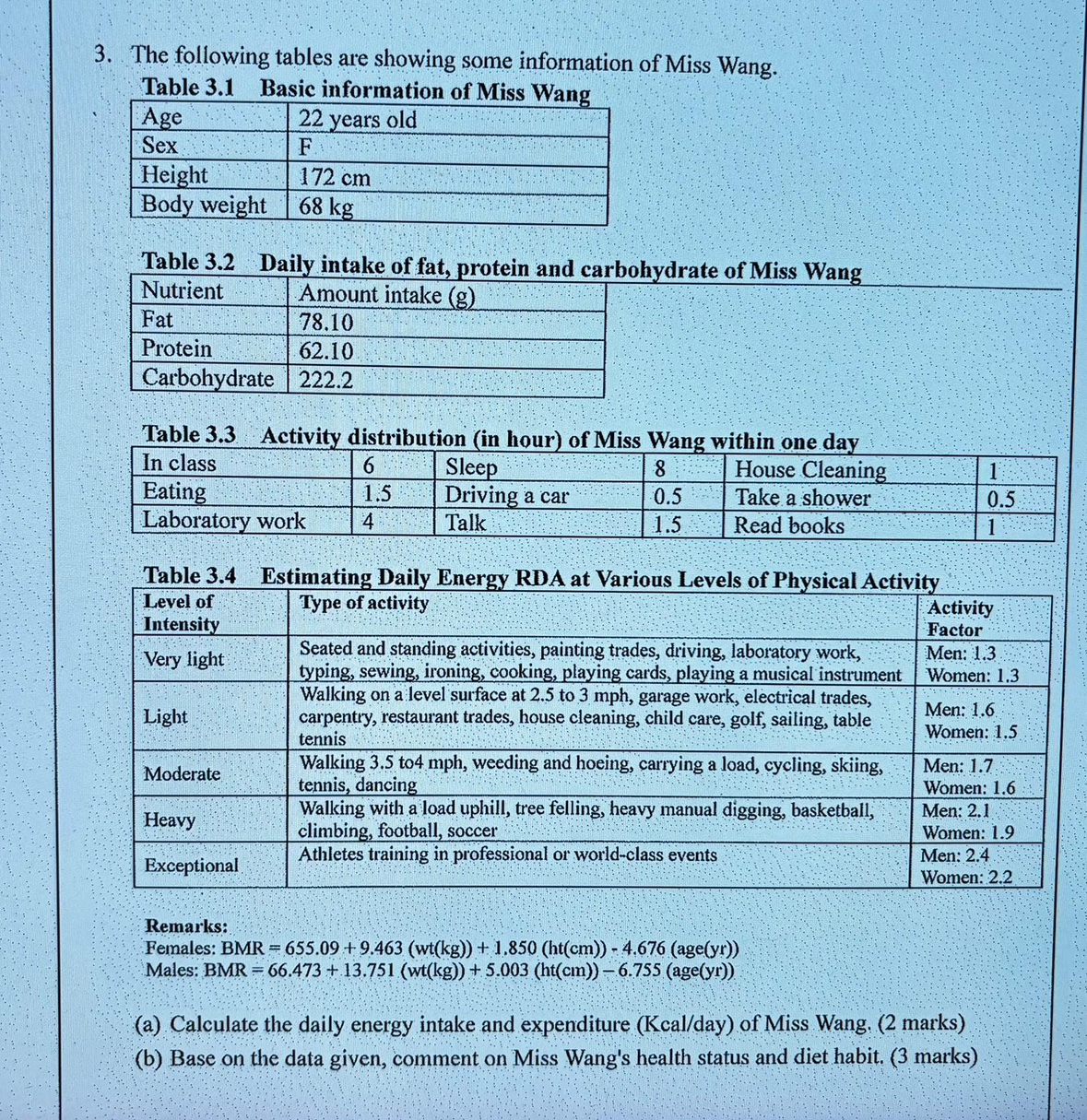 Solved The following tables are showing some information of | Chegg.com
