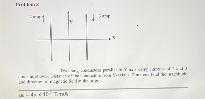 Solved Problem 3 2 ampt | 3 amp Y Two long conductors | Chegg.com