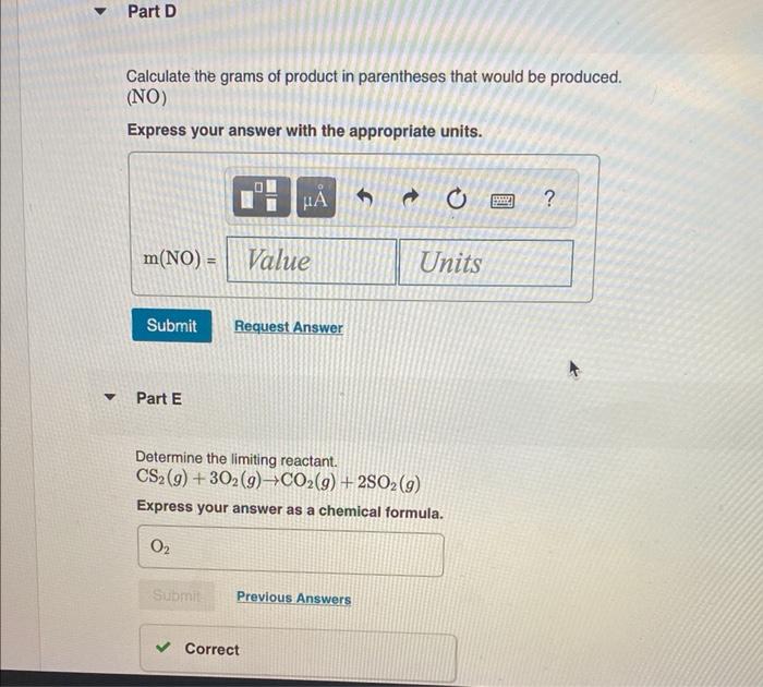 Determine the limiting reactant. | Chegg.com