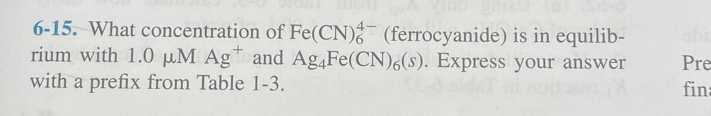 Solved 6-15. ﻿What concentration of Fe(CN)64- (ferrocyanide) | Chegg.com