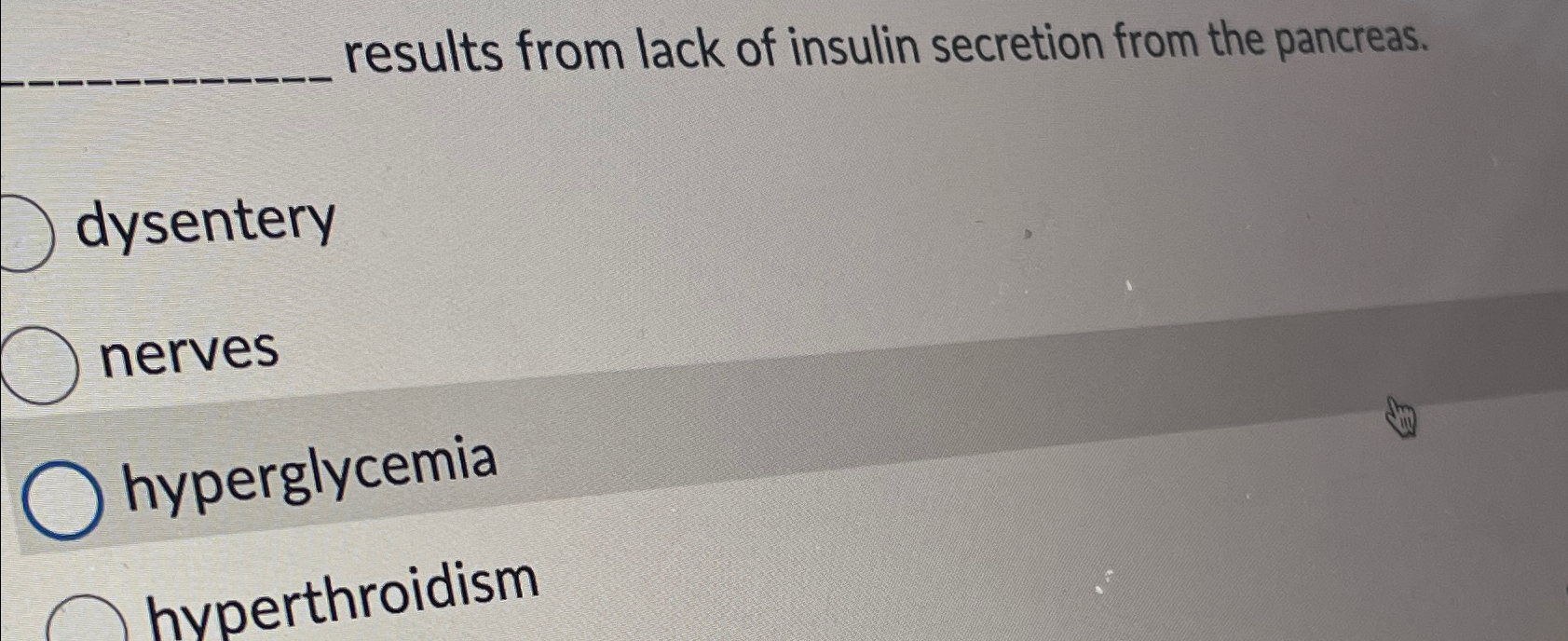 Solved results from lack of insulin secretion from the | Chegg.com