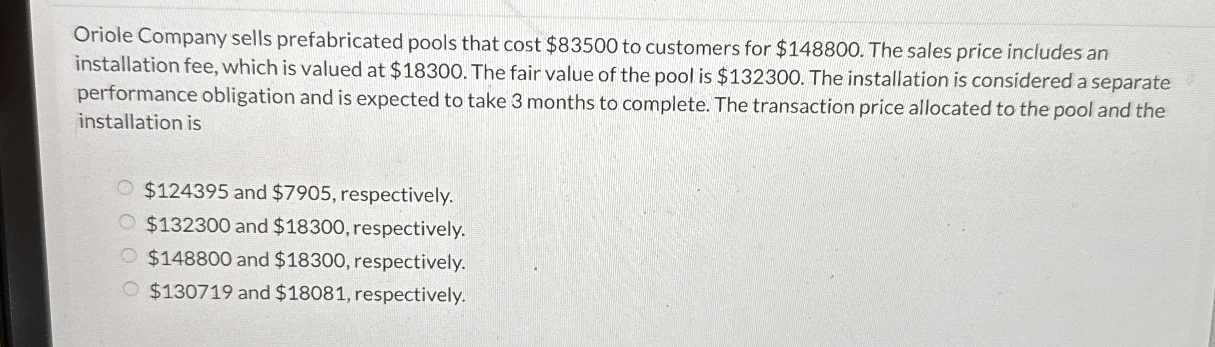 Solved Oriole Company sells prefabricated pools that cost | Chegg.com