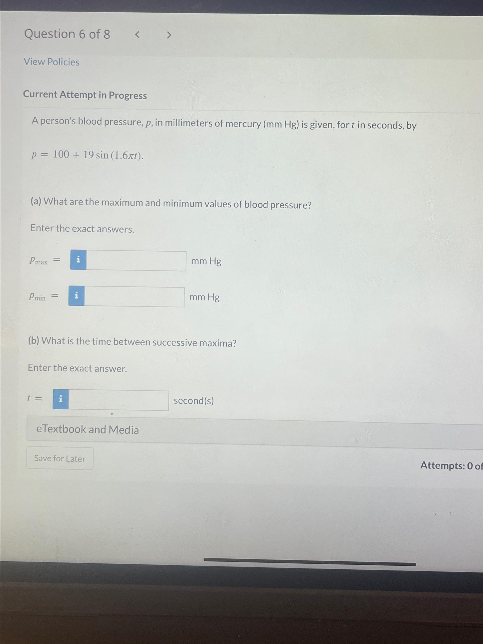 Solved Question 6 ﻿of 8View PoliciesCurrent Attempt in | Chegg.com