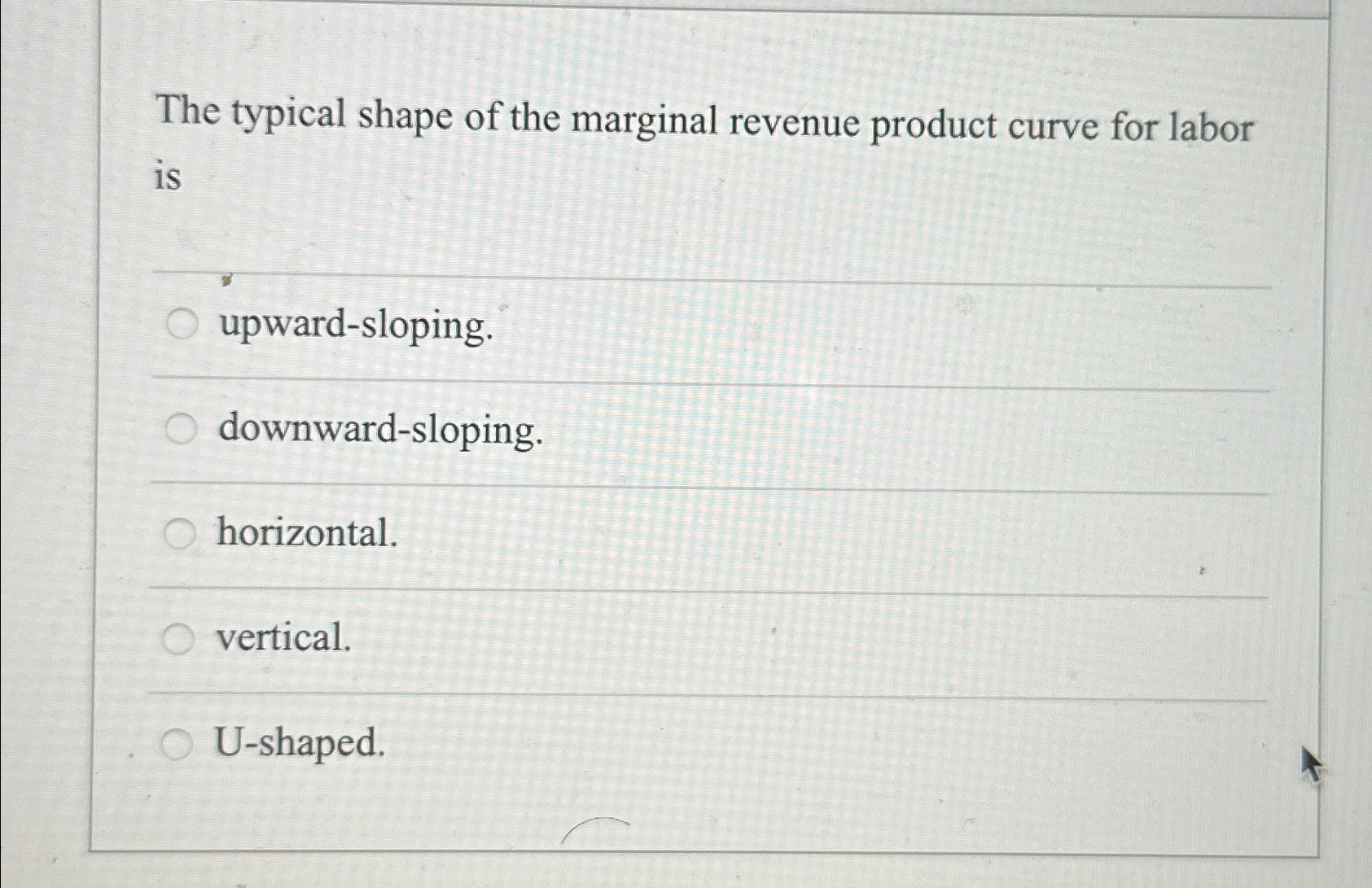 Solved The typical shape of the marginal revenue product | Chegg.com