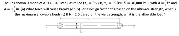 Solved The link shown is made of AISI C1045 steel, as rolled | Chegg.com