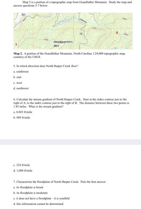 Solved Map 2 is a portion of a topographic map from | Chegg.com