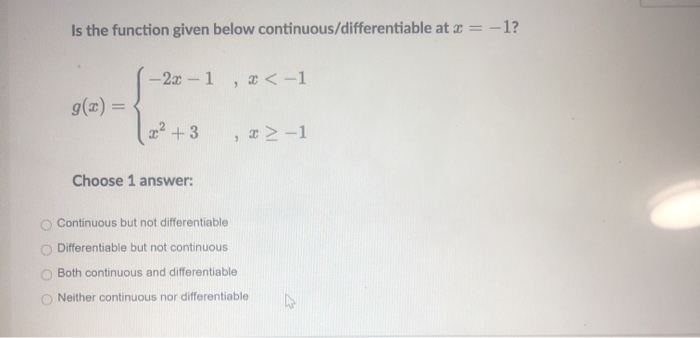 Solved Is the function given below continuous/differentiable | Chegg.com
