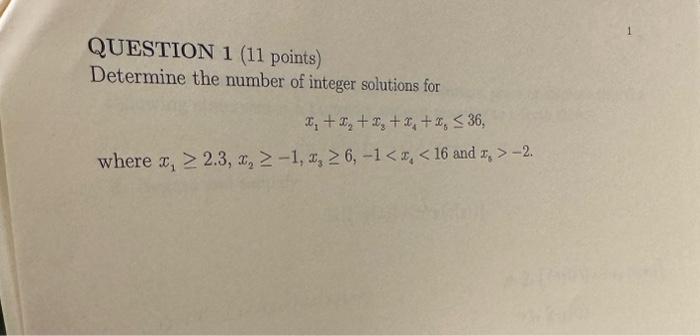 Solved QUESTION 1 (11 points) Determine the number of | Chegg.com